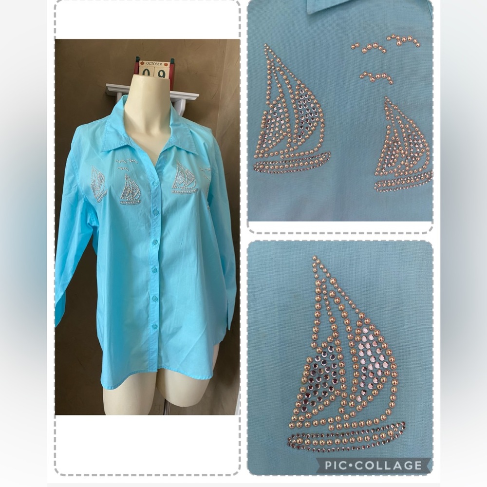 Vintage Tia Designs Boat And Birds Sparkle Beaded Top… - Gem